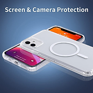 Gyizho Strong Magnetic Clear for iPhone 11 Case [Compatible with MagSafe] [Military Grade Drop Tested] Shockproof Protective Slim Thin Phone Cover 6.1 Inch Clear