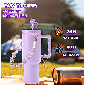 Sanilinwild 40 oz Tumbler with Handle Straw and Accessories, Drop & Abrasion Resistant, Vacuum Double-Layer Insulation, Ideal for Camping, Fitness, Outdoor Use