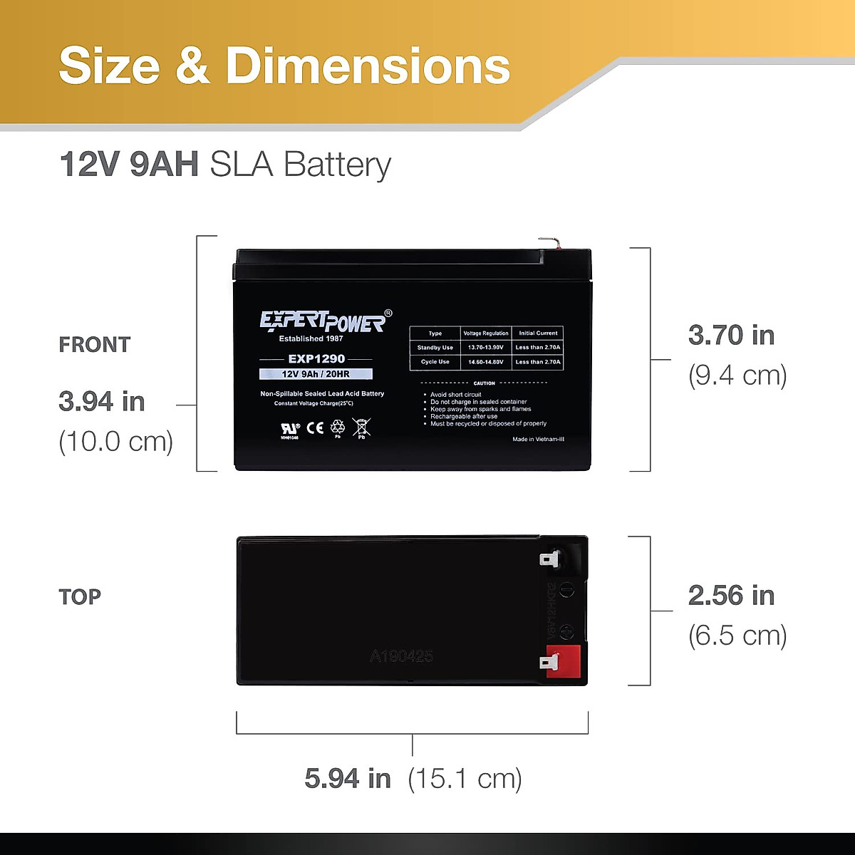ExpertPower 12V 9AH Rechargeable SLA Battery Compatible with APC UPS Computer Backup Power (BX1300LCD), APC Back-UPS NS 1250, 2 Pack