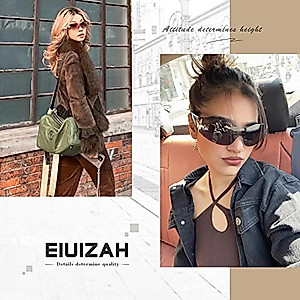 Eiuizah Y2k Sunglasses for Women Men Shield Wrap Around Fashion Sunglasses Trendy Oversized Frameless Sun Glasses