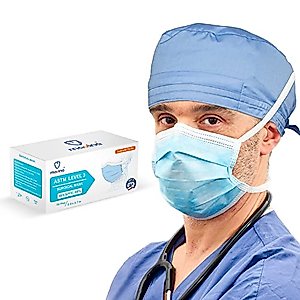 MAVINA Surgical Disposable Face Mask 3-Ply EcoGuard B with Tie-On, Made-in-USA, ASTM Level 3, BFE&PFE>98%, Procedure Face Mask for Protection, Medical Grade Mask, 50 Pack(Model No.: ECO02)
