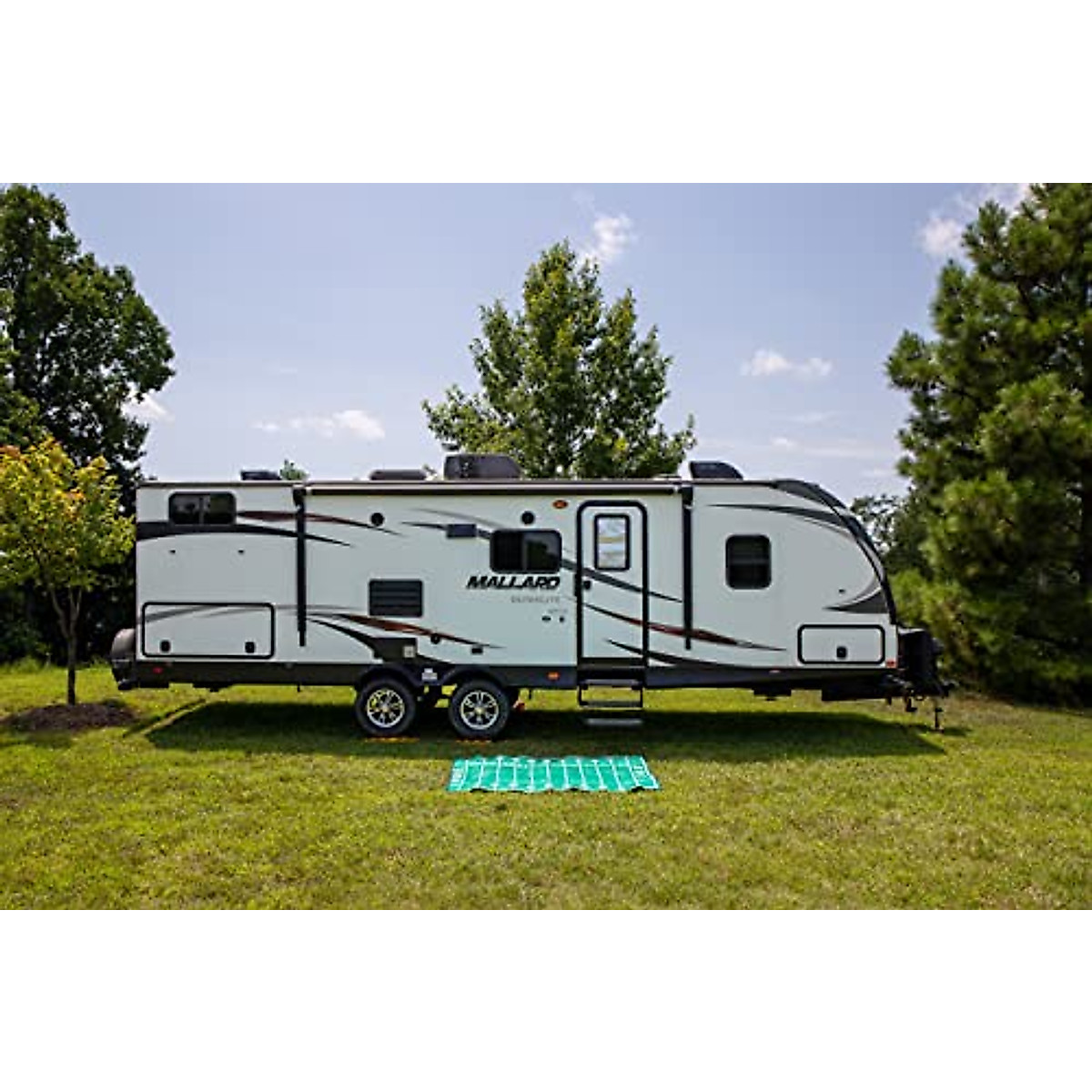 Camco 5'x 6-1/2' Handy Mat with Strap | Ideal for picnics, Beaches, RVing and outings | Weather-Proof | Football Field Print (42819)