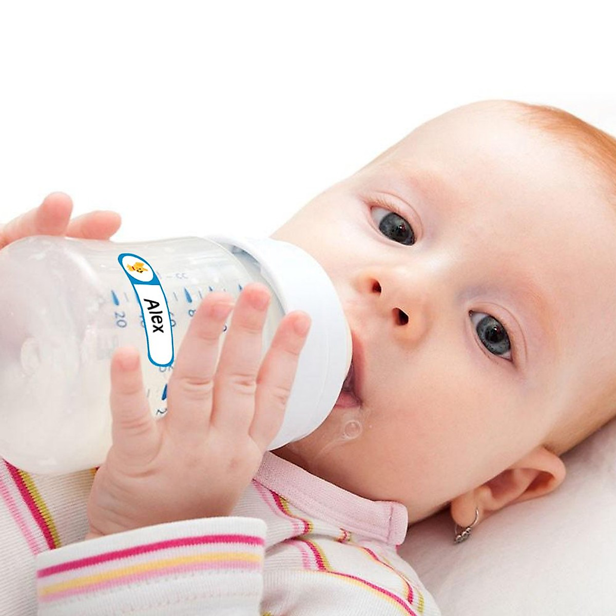 Baby Bottle Labels for Daycare, Tinabless Self-Laminating, Waterproof Write-On Name Stickers for School, Travel (Pack of 80)