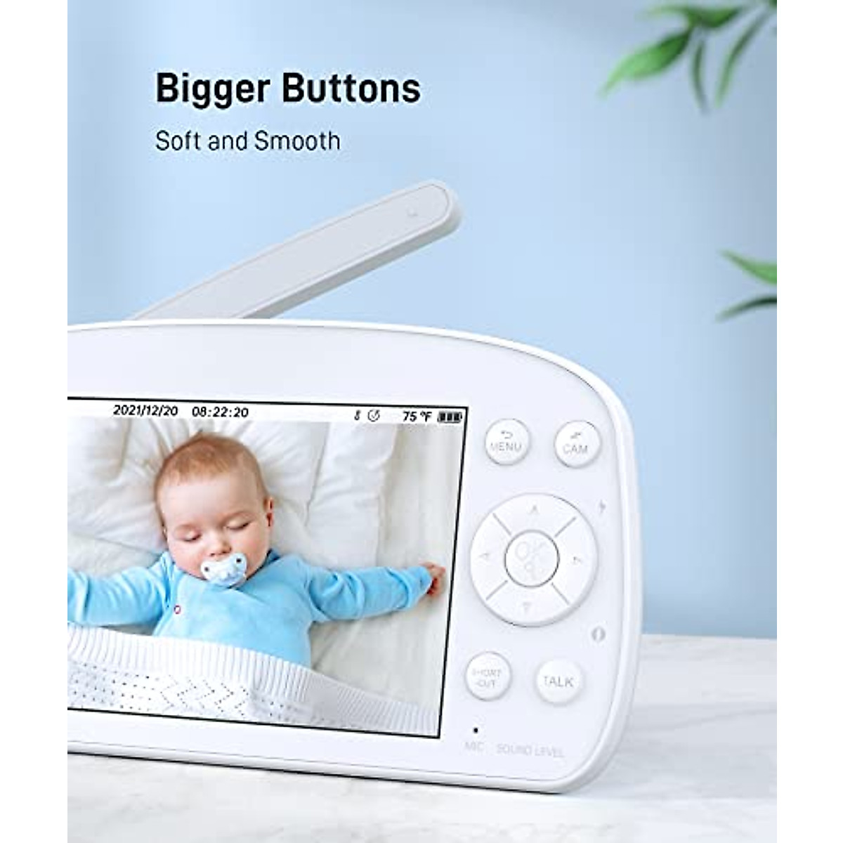 Konnek Stein Baby Video Monitor, Baby Monitor with Camera and Audio 720P HD Resolution, 5.5" Display, Remote Pan/Tilt/Zoom, Two Way Audio, Night Vision, Lullabies, Room Temperature, for New Parents