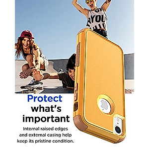 AICase Rugged Case for iPhone XR,Heavy Duty 3-Layer Pocket-Friendly Durable Military Grade Protection Shockproof/Drop Proof Protective Cover for iPhone XR 6.1”_7 Yellow