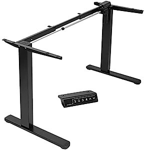 VIVO Electric Stand Up Desk Frame Workstation with Rear-Set Legs, Frame Only, Single Motor Ergonomic Standing Height Adjustable Base with Memory Controller, Black, DESK-100E-RB