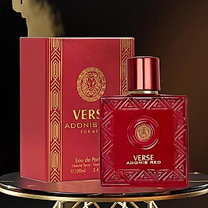 NovoGlow Verse Adonis Red for Men - 100ml Eau De Parfum Spray for Men - Long Lasting Fruity Warm & Floral Fragrance Smell Fresh All Day Long Gift for Men for All Occasions
