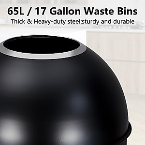 GarveeTech 17 Gal / 65L Open Top Trash Can Commercial Grade Heavy Duty Tall Commercial Trash Can Brushed Stainless Steel for Outdoor | Kitchen Waste Bins for Home, Office, Restaurant, Restroom