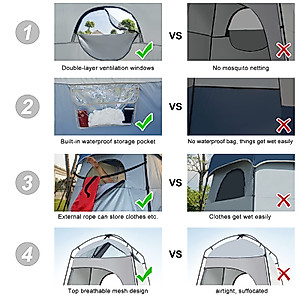 Shower Tent Large, Oversize Space Privacy Tent Portable Camping Toilet Tent Outdoor Beach Dressing Changing Bathing Room Camping Privacy Shelters 5.2 ft x 5.2ft x 7.9ft Shower Tent for Camping