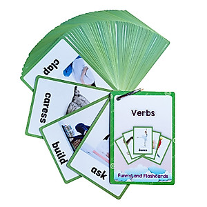 Lilias Verbs/Adjectives/Prepositions Flash Cards, English Words Learning Pocket Card for Toddlers, Toddler Learning Toys, Learning Supplies for Kindergarten Preschool, 3 Themes Set