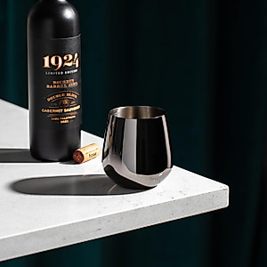 Wills and Elm Black Wine Glasses - Stemless Stainless Steel Wine Glasses Set of 4 with Aerator - Metal Wine Glass - Stainless Steel Wine Glass - Unbreakable Wine Glasses - Outdoor Wine Glasses - 18oz