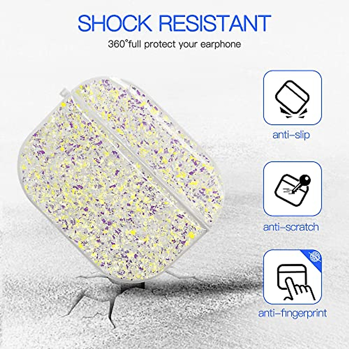 Tucana Cute Shining Airpods Pro Case for Women and Girls, Bling Glitter Hard Case Compatible with Apple Airpods Pro Charging Case （Gold）