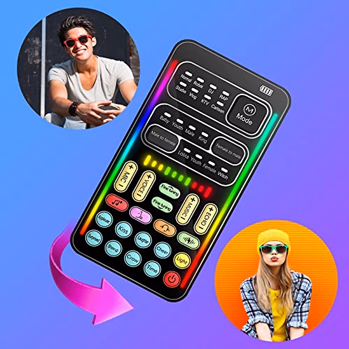 Portable Voice Changer, Handheld Microphone Voice Changer with Sound Multifunctional Effects Machine Voice Disguiser Mini Voice Changer Device for Mobile Phone PC Laptops PS4 Xbox One Games