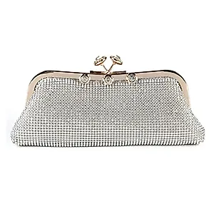 MXIAOXIA Soft Silver Rhinestones Women Evening Bags Diamonds Party Handbags Purse with Chain Shoulder Purse