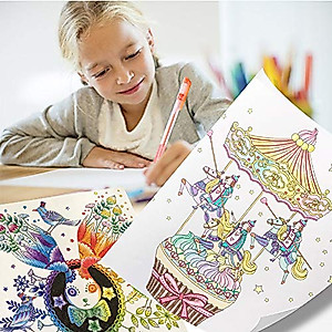 CAISEXILE 24 Coloring Glitter Gel Pens come with 24 Free Matched Refills, Artist Drawing Pens, for Adult Coloring Sketching Doodling Writing