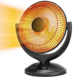 R.W.FLAME Radiant Electric Space Heater with Thermostat and Timer, 800W/400W Portable Dish Heaters for Indoor Use, Overheat and Tip Over Protection, Quiet Heater Fan for Bedroom Office Desk Home