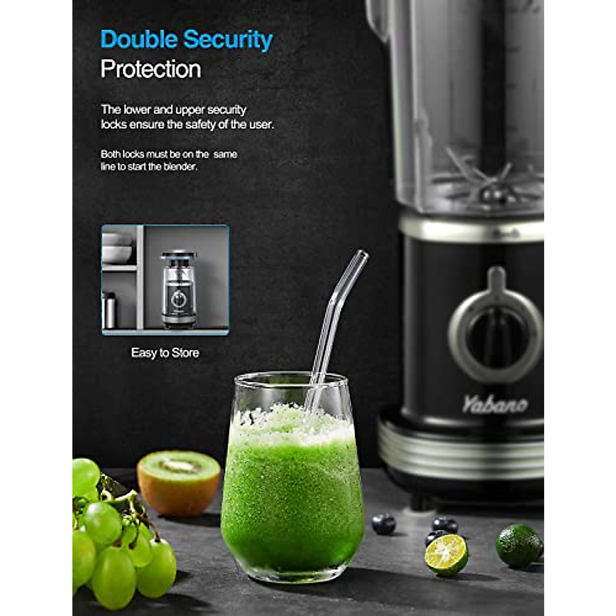 Yabano Countertop Blenders for Kitchen, Professional Electric Blender for Shakes and Smoothies, 2 Adjustable Speeds & Pulse Function, 6 Stainless Steel Blades & 50oz Jar, BPA Free, Easy to Clean