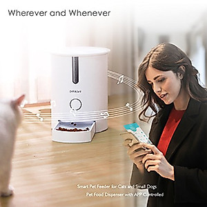 Automatic Pet Feeder for Cats and Puppies, Smart Food Dispenser Up to 6 Meals a Day Scientific Feeding Keep Pets Weight Health Controlled by IPhone Android or Other Smart Devices Anywhere