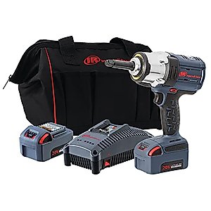 Ingersoll Rand W7252-K22 20V High-torque 1/2" Drive Cordless Impact Wrench Kit, 1500 ft-lbs Nut-busting Torque, 2 Batteries and Charger, 2" Extended Anvil