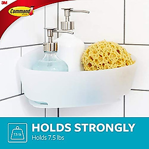 Command Corner Caddy with Water-Resistant Strips, 1 Caddy with 4 Mounting Bases and 4 Command Strips, Bathroom Organizer for Bathroom Decor