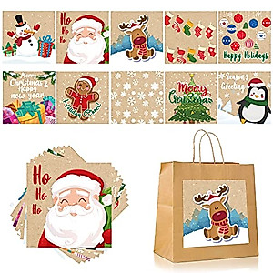 Christmas Tags Christmas Kraft Paper Stickers Labels 4 Inch Present Tags Stickers Label Stickers for Festival Presents Holiday Decorations
