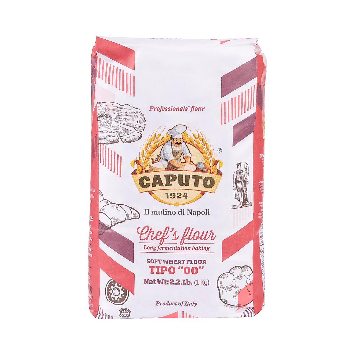 Antimo Caputo Chefs Flour - Italian Double Zero 00 - Soft Wheat for Pizza Dough, Bread, & Pasta, 2.2 Lb (Pack of 2)