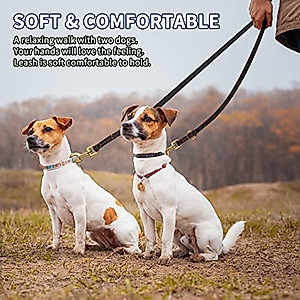 LWBMG Multifunctional Dog Leash 8ft,Strong and Soft Leather Dog Leash Adjustable, Hands Free,Crossbody, Double Dog Leash, for Service Dogs, Large Dogs, Medium Dogs and Small Dogs