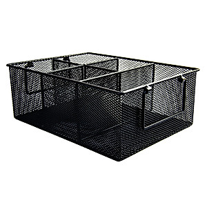 Maypes Utensil Holder for Party Hosting Essentials 4 Silverware Carrier Slots, 1 Small Paper Plate Holder, 2 Side Handles – Condiment Caddy, Grill Caddy Flatware Caddy Outdoor Cutlery Caddy (Black)