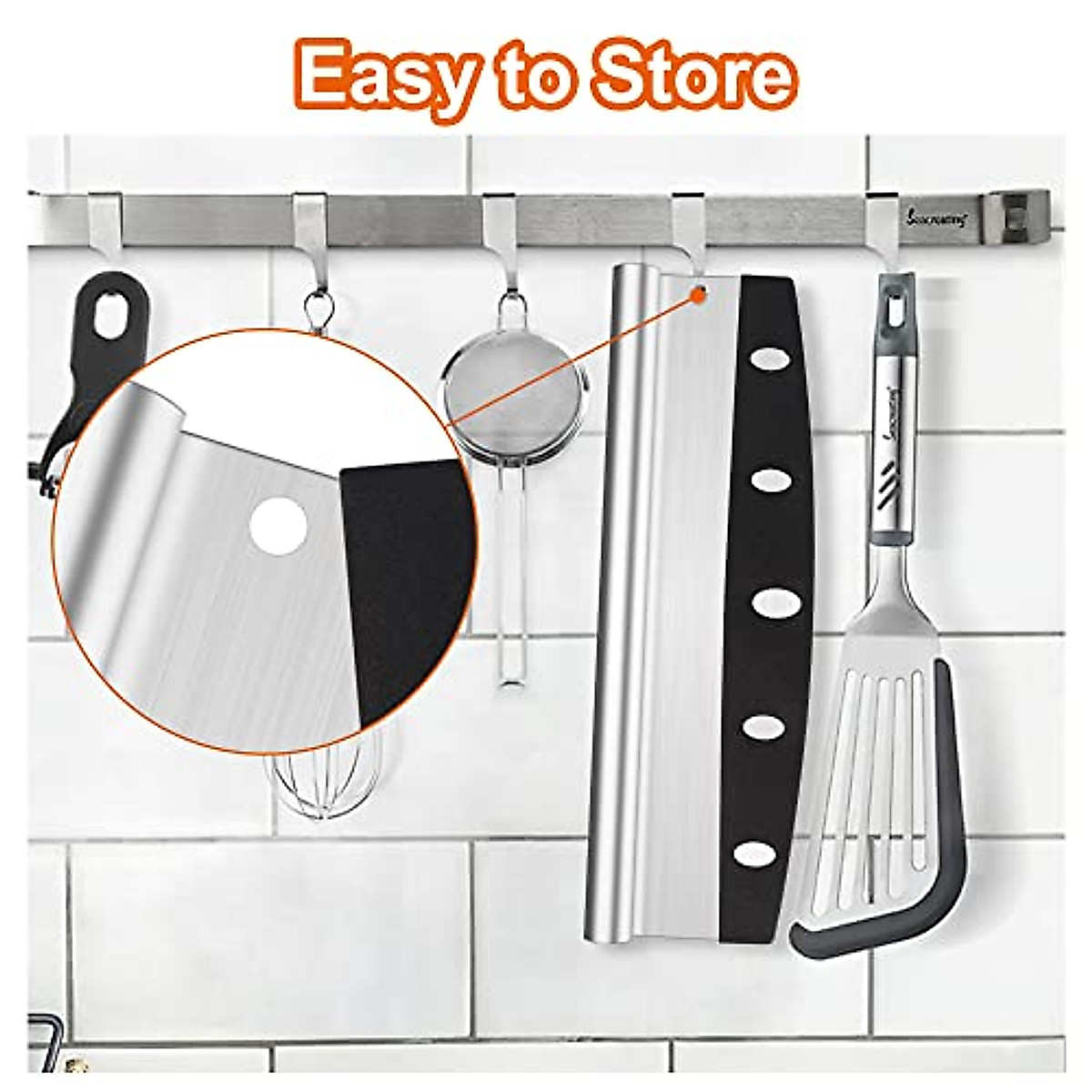 Supercenter Pizza Cutter Sharp Rocker Blade Stainless Steel Pizza Slicer Knife with Plastic Blade Cover, 14-inch Large Pizza Cutter Rocker for Kitchen Tool Accessories