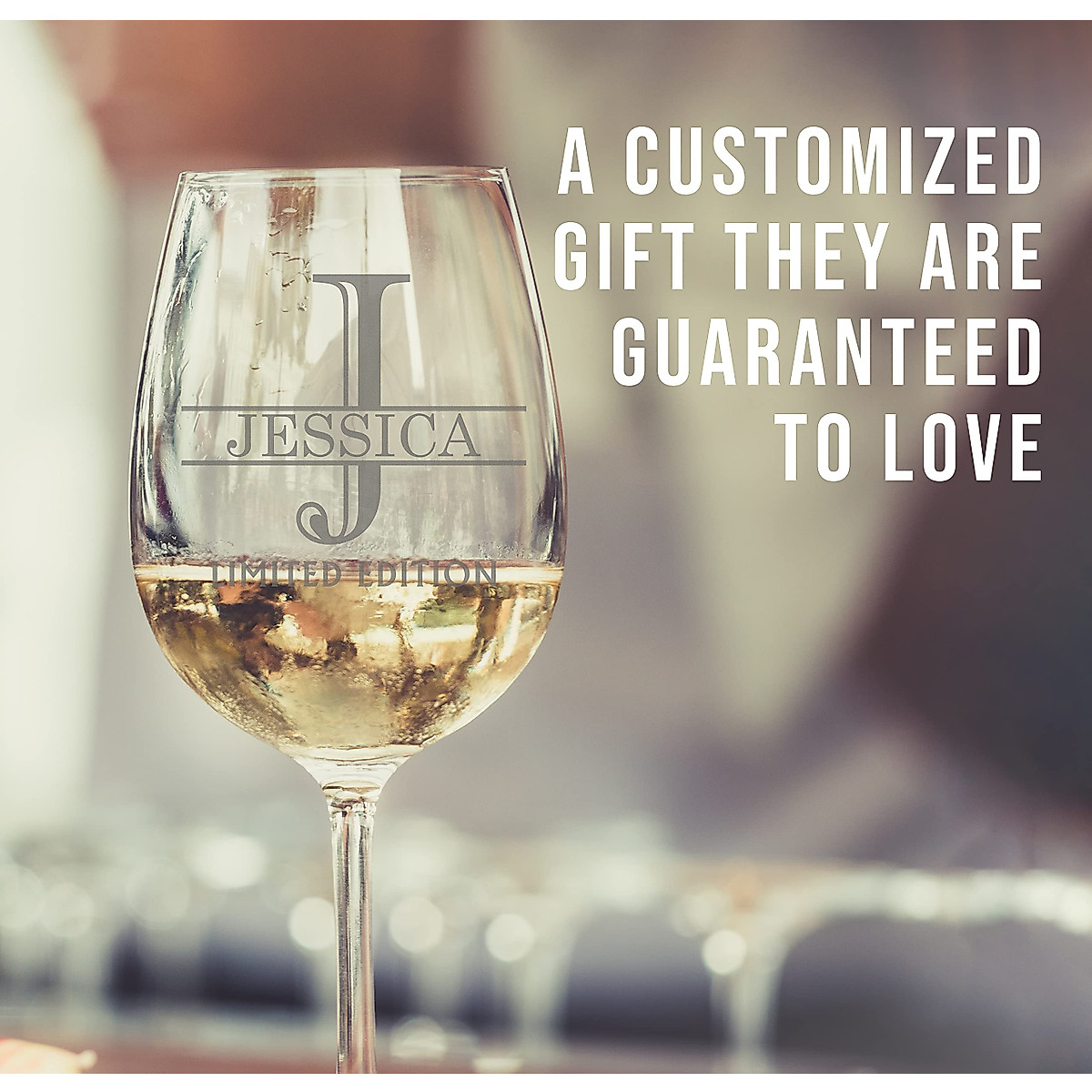 Personalized Mothers Day Etched 16oz Stemmed Wine Glass, Wine Gifts for Women, Customized Mum Birthday Gift, Custom Mom Engraved Gifts, Anniversary, Halpert Monogram