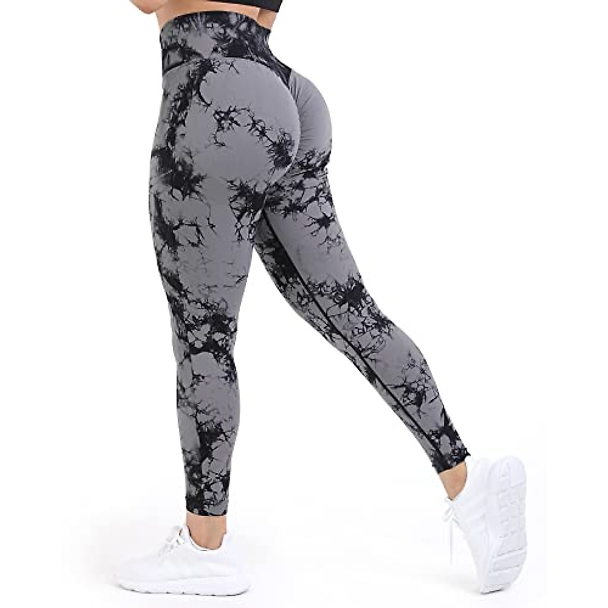 Wavar Scrunch Butt Lifting Leggings for Women Seamless Tie Dye High Waist Yoga Pants Workout with Ribbed and Smile Contour