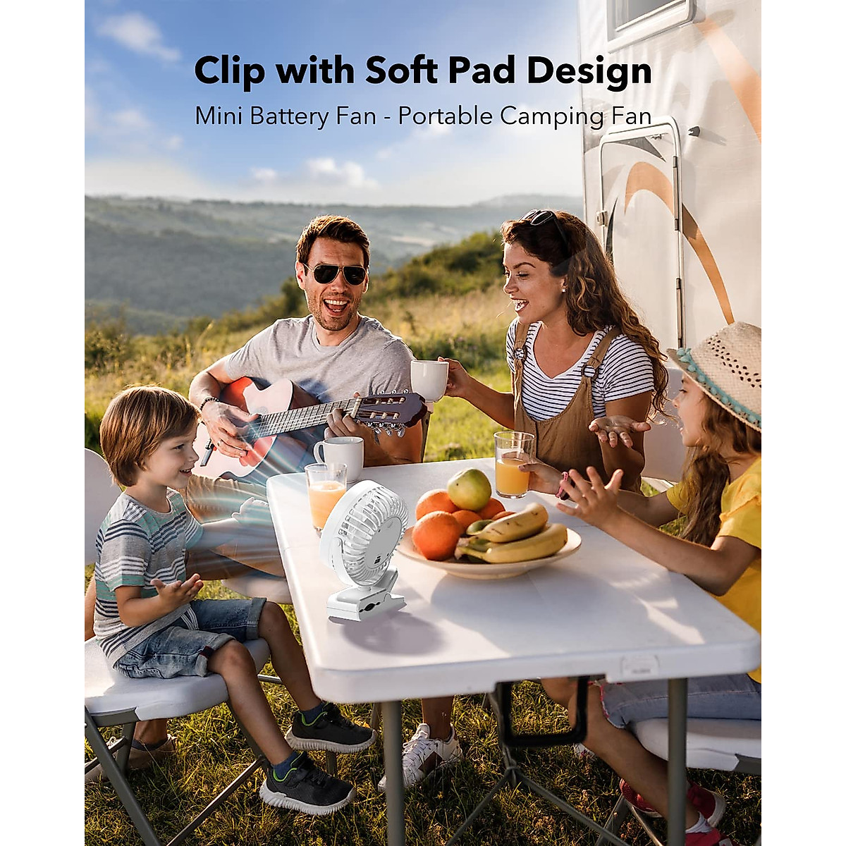 GEHEN Portable Clip on Fan, Cordless Small Desk 10000mAh Battery Operated, Rechargeable Table 3 Speeds Quiet Personal 360° Rotate Cooling Fan for Bedroom Office Stroller Camping White,D1PB005100002