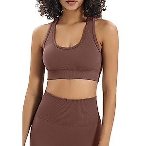 HAODIAN Women's Yoga Outfits 2 Piece High Waisted Leggings with Sports Bra Gym Clothes Sets(Brick Red,M)