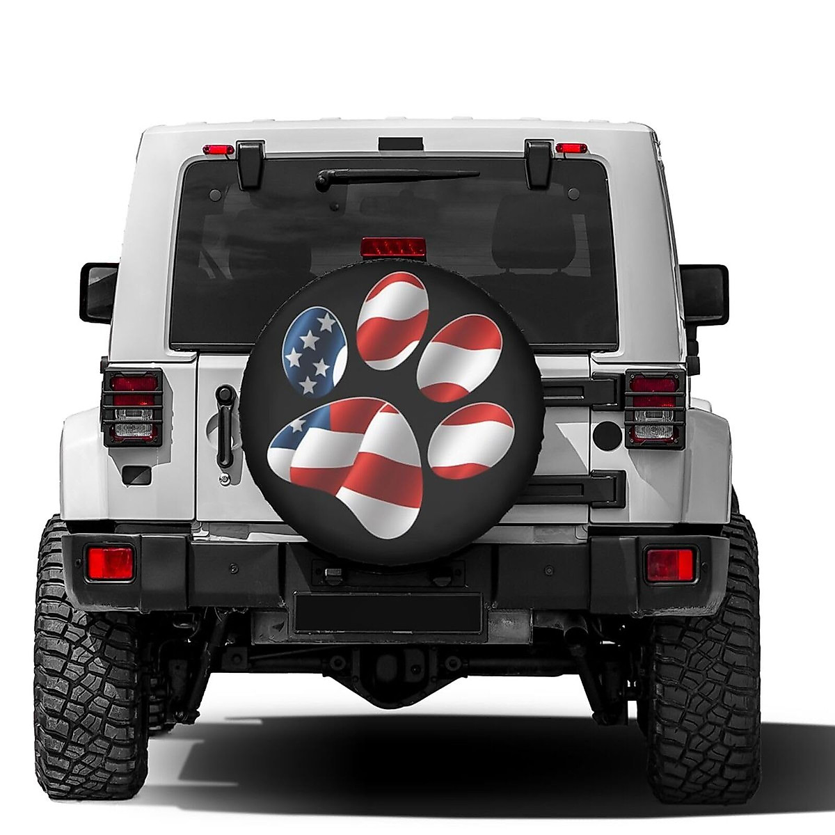 Foruidea Paws Us American Flag Spare Tire Cover Dust-Proof Wheel Tire Cover Fit Trailer, RV, SUV and Many Vehicle 17 Inch