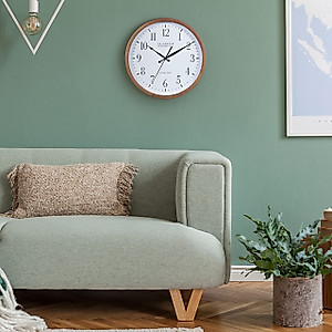 La Crosse Technology 404-50447-INT 12.8" Atomic Walnut Analog Wall Clock