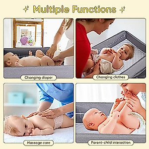 SOKO Portable Changing Table - Foldable Baby Diaper Changing Station Height Adjustable Diaper Changing Table, Waterproof Changing Table Pad Easy to Clean, Mobile Nursery Organizer for Newborn