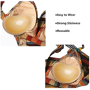 SERMICLE Double-Sided Sticky Bra Inserts - Self Adhesive Boob Pads Bra Pad Bra inserts Waterproof Silicone Push up Pad (Semicircle Beige and Black, One Size)