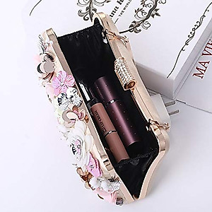 Women Fashion Luxury Party Handbags Wedding Bag Floral Bag Purses and Handbags Clutch bag Cross body Bag (Pink)