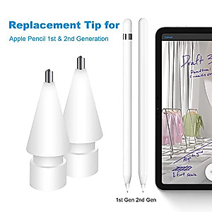 4PCS Upgraded Pencil Tips for Apple Pencil, WONLEED Well Precision Control Apple Pencil 2nd 1st Generation Tips,Fine Point Replacement Nibs Compatible with Apple 1st 2nd Gen iPad Pro Pencil,White