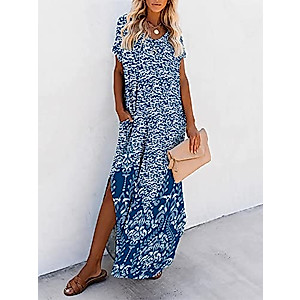 MORCHOY Women's Short Maxi Dress Summer Loose Casual Bohemian T-Shirt Dresses Beach Cover Ups for Women 2023 (Boho-P5, M)