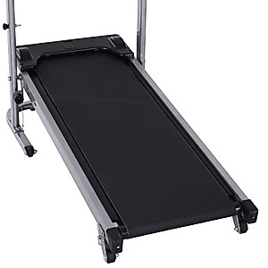 Soozier 2-in-1 Folding Walking Manual Treadmill Machine Sit Up Bench Running with LCD Screen Home Exercise Fitness