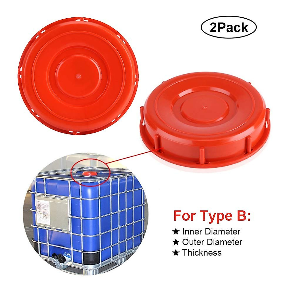 2Pcs IBC Tank Lid, Plastic IBC Tote Cover, IBC Water Tank Cover, IBC Tote Lid Cover for Chemical, Medicine, Food, etc