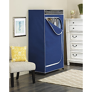 Whitmor, Gray Covered Wardrobe with Accessory Storage, 34 inch