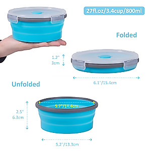 Collapsible Food Storage Containers with Lid, Bundle of 3 Sizes, 12 Pack, Kitchen Stacking Silicone Collapsible Meal Prep Container Set for Leftover, Microwave Freezer Dishwasher Safe, 4 Colors