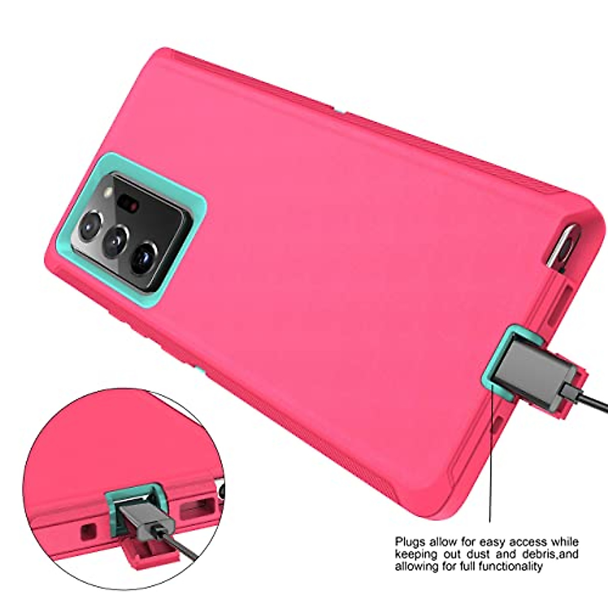 MXX Galaxy Note 20 Ultra Heavy Duty Case - 3 Layer Shockproof Protection (Pink/Light Blue)