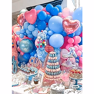 Blue Pink Balloon Garland Kit, 139Pcs Macaron Blue Hot Pink Balloon Arch Kit Latex Balloons 18/12/10/5 inch Different Sizes Balloon for Wedding Birthday Baby Shower Party Decorations