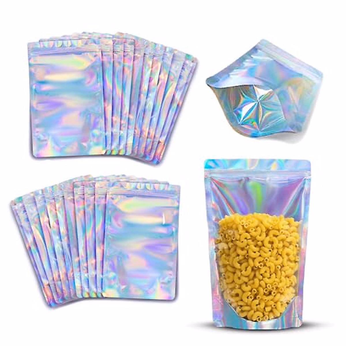 4" x 6" Sleek Holographic Mylar Bags – Transparent Front, Resealable – Ultimate Candy Bags, Mylar Bags for Food Storage, & Small Business Packaging Supplies (100 Pack)