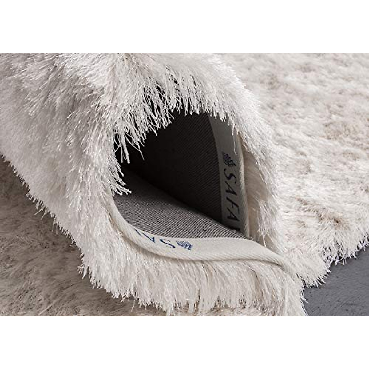 SAFAVIEH Paris Shag Collection Area Rug - 8' x 10', Ivory, Handmade Silken Glam, 2.5-inch Thick Ideal for High Traffic Areas in Living Room, Bedroom (SG511-1212)