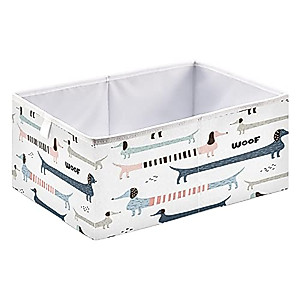 KEEPREAL Cute Navy Blue Dachshund Basket Bin Large Storage Basket Toy Basket Rectangular Storage Basket Clothes Basket Decorative Basket for Home Office