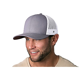HAKA Trucker Hat for Men & Women, Blank Mesh Snapback Adjustable Baseball Cap (Gray & White)